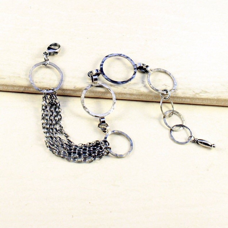 Multi Chain Layered Silver Bracelet,raw Silver Gift , Minimalist ...