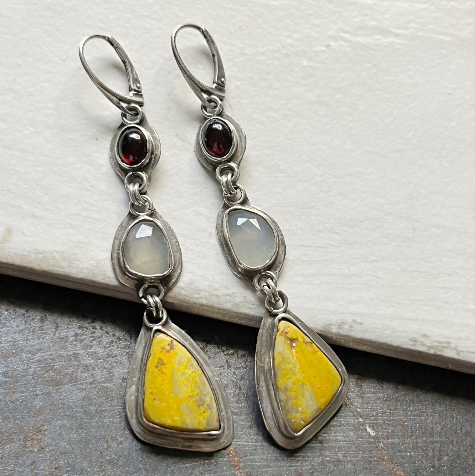 Triple Stone Earrings Cascade Earrings Unique Jewelry - Etsy