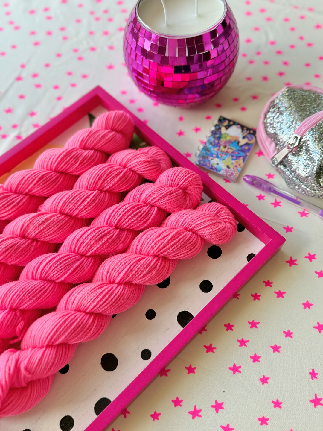 Sour Watermelon - Candy Kisses DK 50 Gram Skein- Blacklight Reflective ...