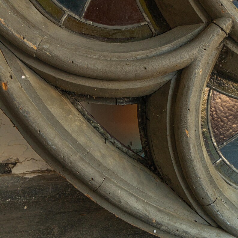 Antique Round Gothic Stained Glass Window - Etsy