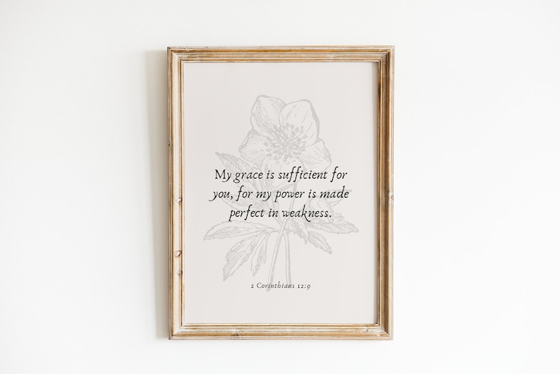 My Grace is Sufficient Wall Art. 2 Corinthians 12:9. Minimalist ...