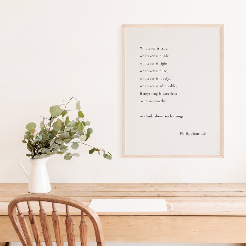 Philippians 4:8 Wall Art. Minimal Scripture Wall Art. - Etsy