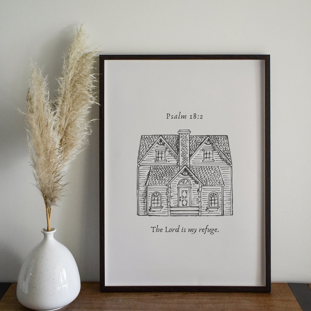 The Lord is My Refuge Psalm 18:2 Wall Art. Farmhouse Christian Home ...