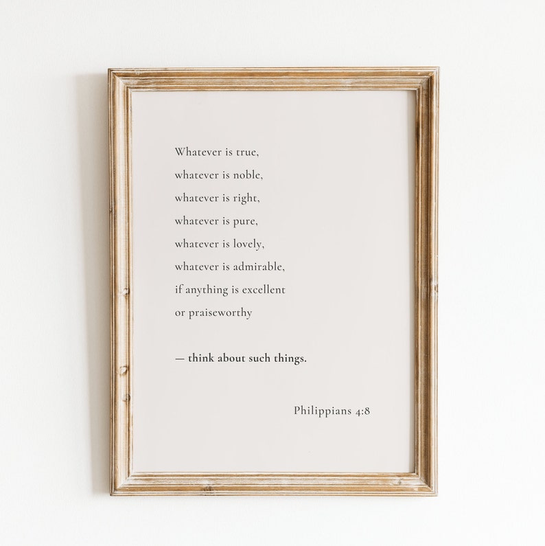 Philippians 4:8 Wall Art. Minimal Scripture Wall Art. - Etsy