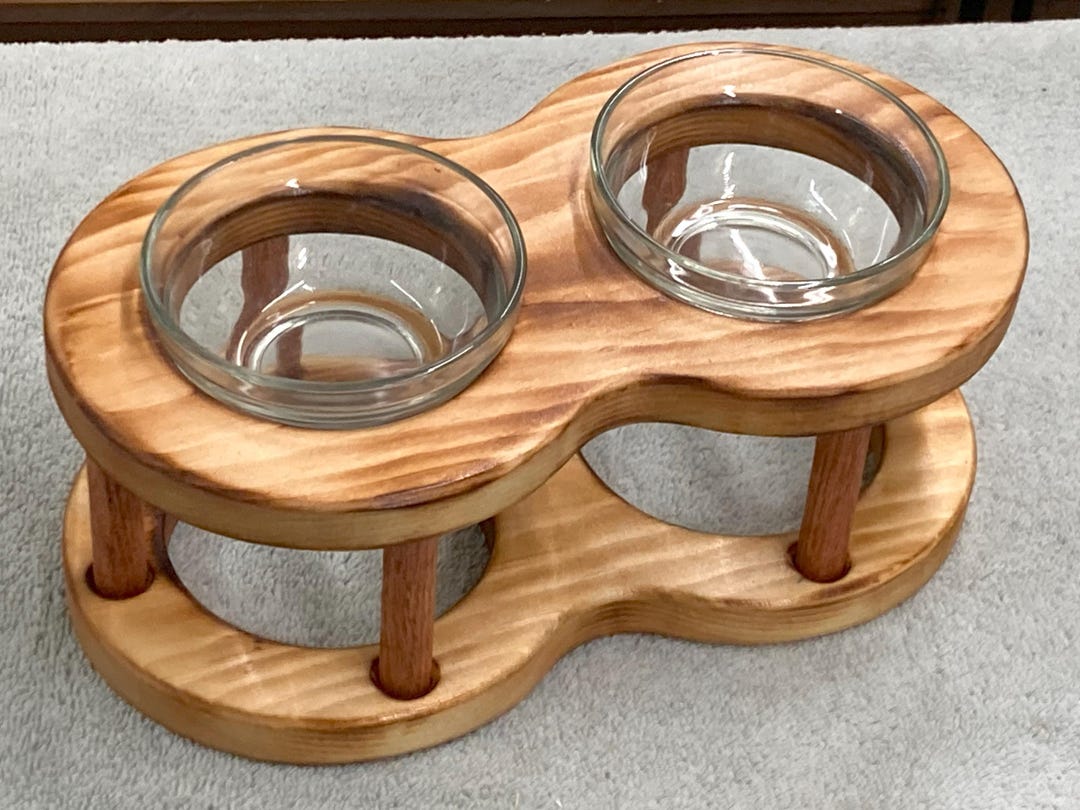 Rustic Cat Diner, Pet Food Table, Raised Bowl, Small Pet Dish, Solid ...