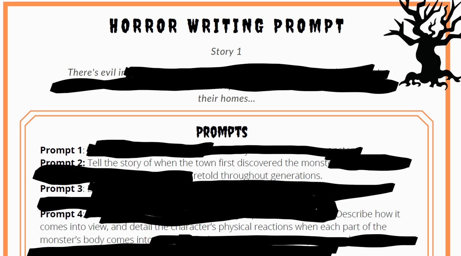 Horror Writing Prompts! - Etsy
