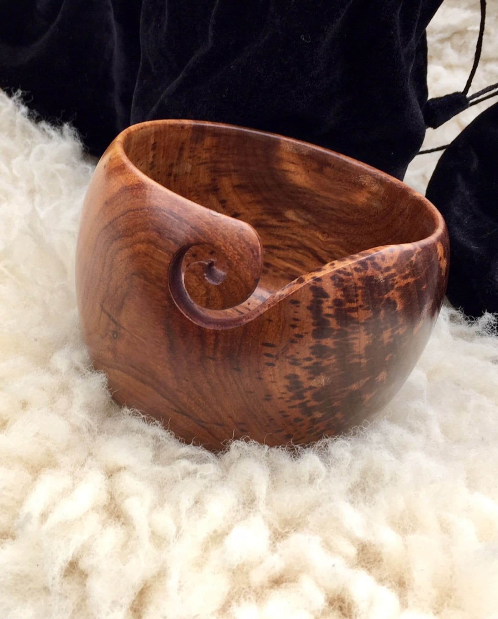 Large Yarn / Wool Bowl Wooden 16cm x 13cm Indian rosewood | Etsy