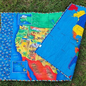 Kids Quilt With US Map and World Map on Reverse - Etsy