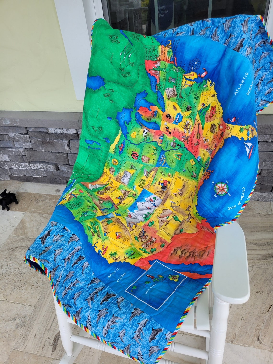 Kids Quilt With US Map and World Map on Reverse - Etsy