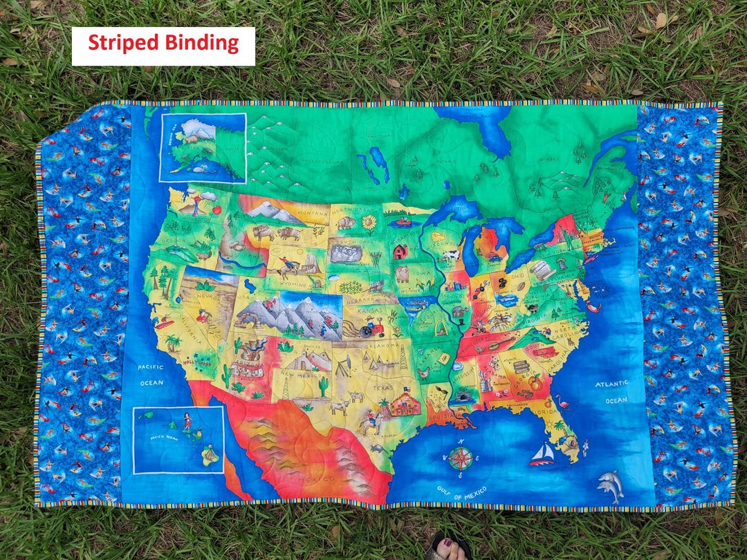 Kids Quilt With US Map and World Map on Reverse - Etsy