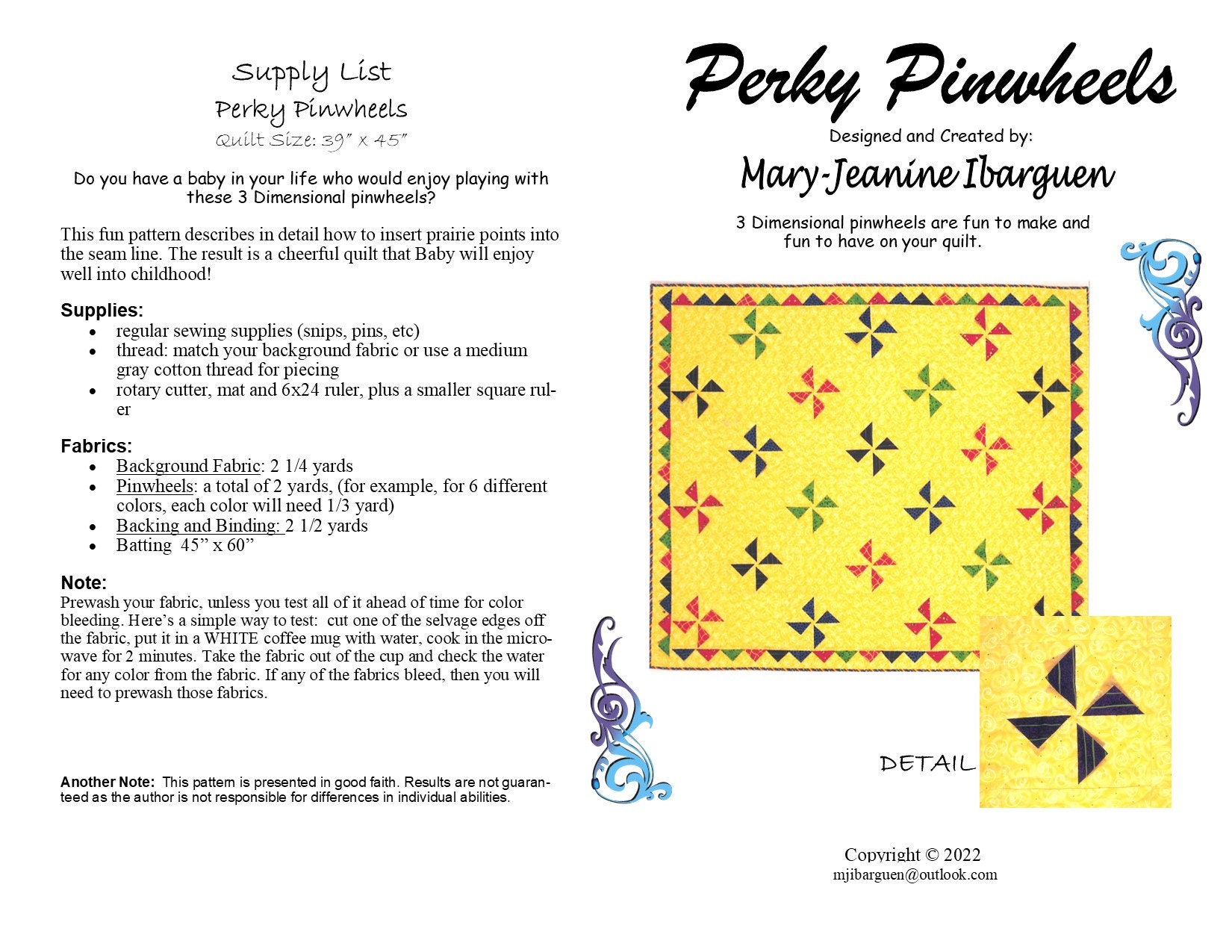 Perky Pinwheels PDF Pattern - Etsy
