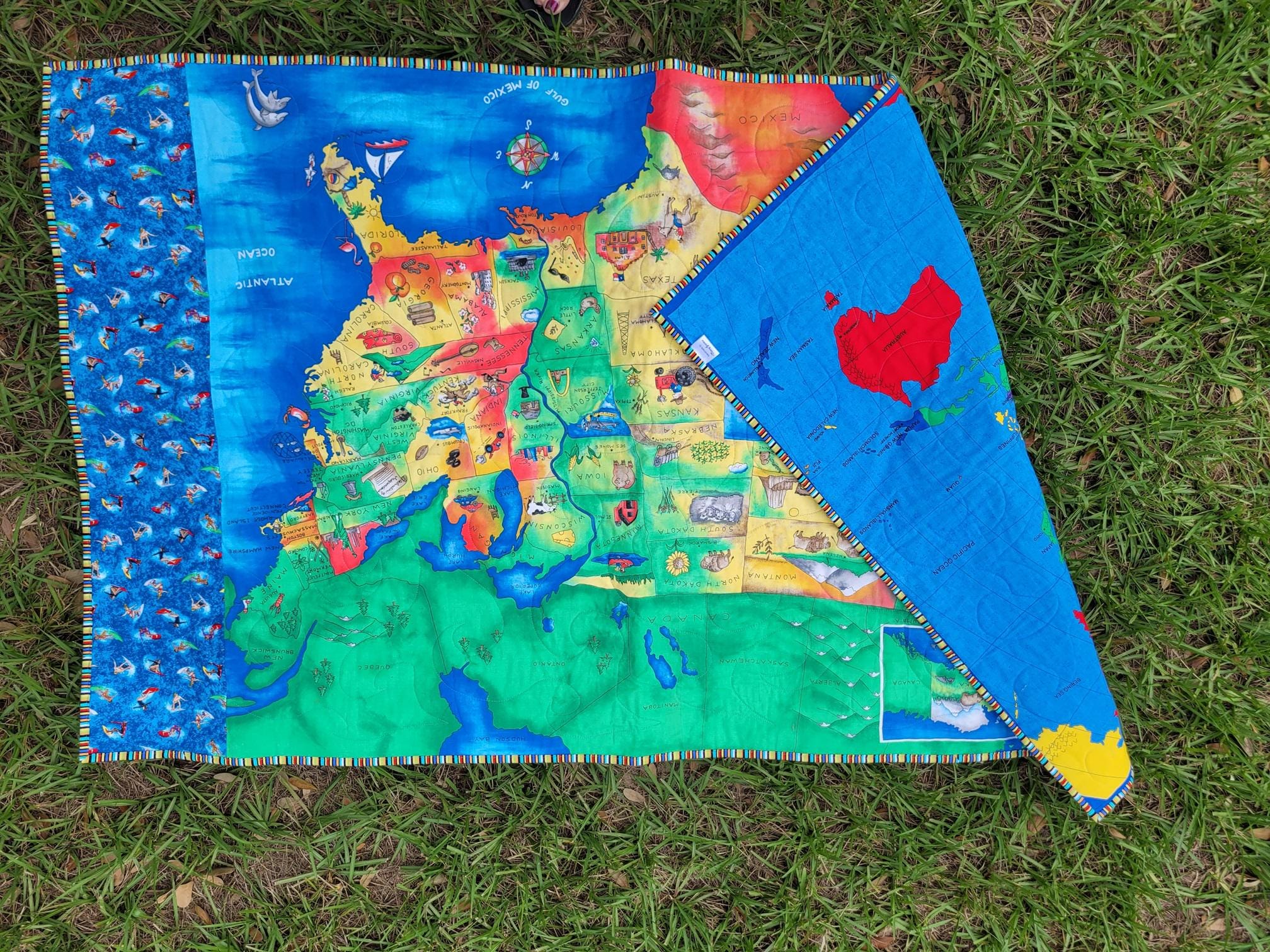 Kids Quilt With US Map and World Map on Reverse - Etsy