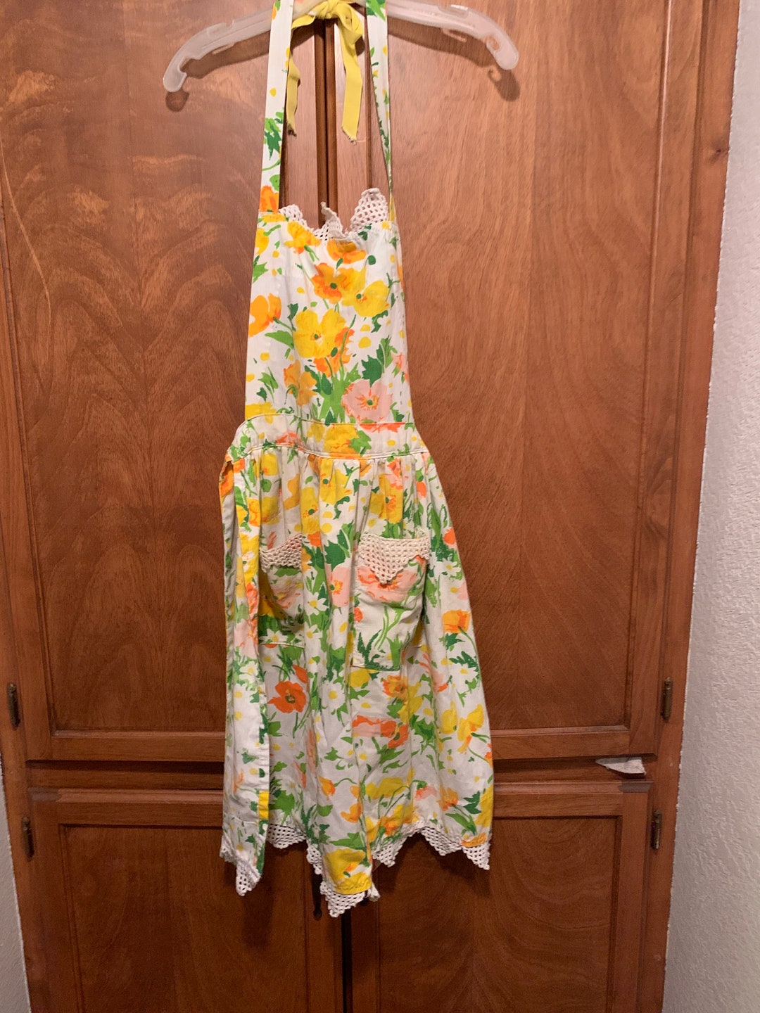 Vintage Yellow and White Floral Apron, Small - Etsy
