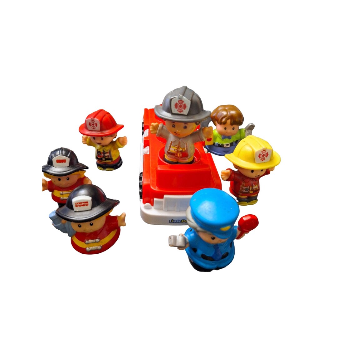 Vintage Fisher Price Lot Fire Truck and 7 Little People - Etsy