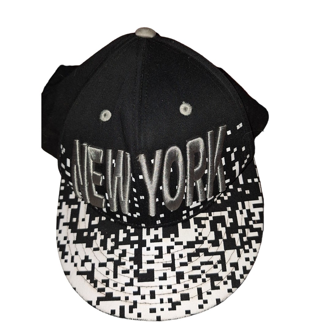 VINTAGE New York Hat Cap Black White Grey Snap Back KB Ethos Headwear ...