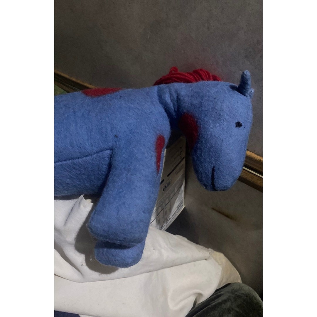 Vintage En Gry & Sif Blue Stuffed Animal Red Poka Dots 100% Sheep Wool ...