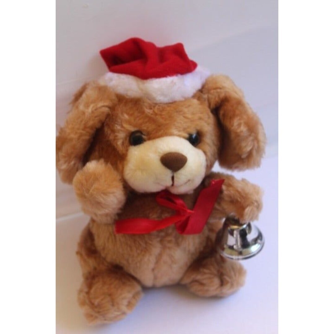 Vintage Russ Berrie Santa Teddy Bear Plush Kringle Bell Wind up Musical ...