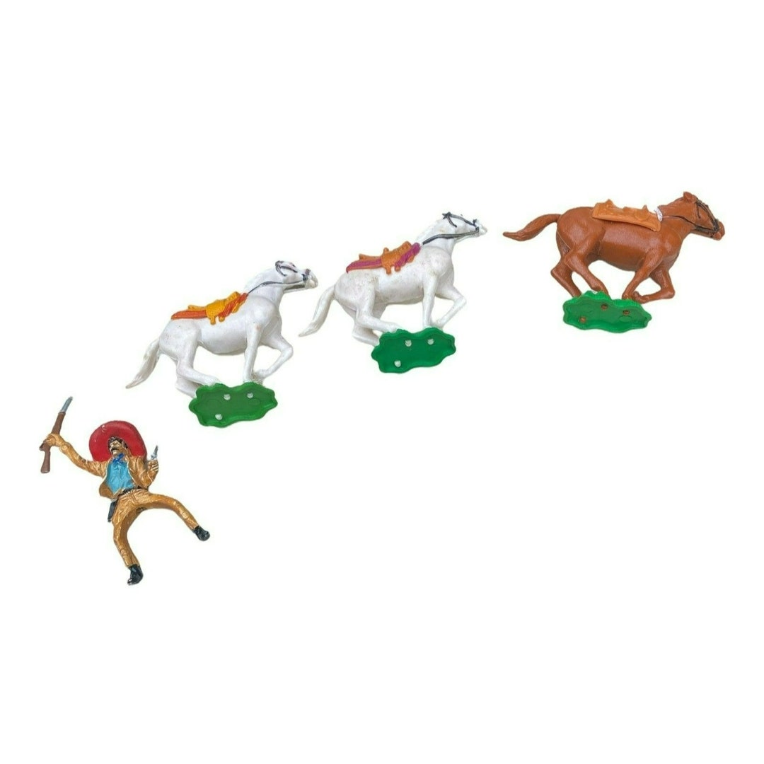 Vintage Reisler Made in Denmark 4x Pancha Villa Figure and Horses Toys ...