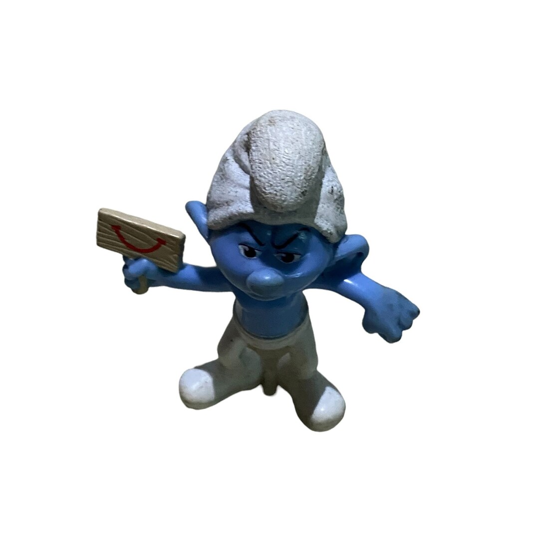 Action Figure Peyo for Mcdonalds Smurf Grouchy Holding Smiley Sign 3 ...