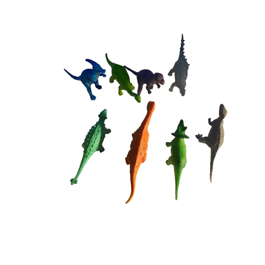 Mixed Mini Dinosaurs Toys Animal Plastic Size 2" - 3" Lot of 8 Colorful ...