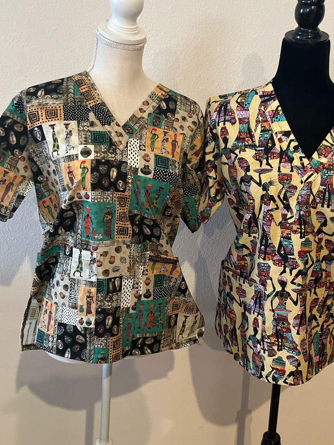 African Print Scrub Uniform Tops - Etsy