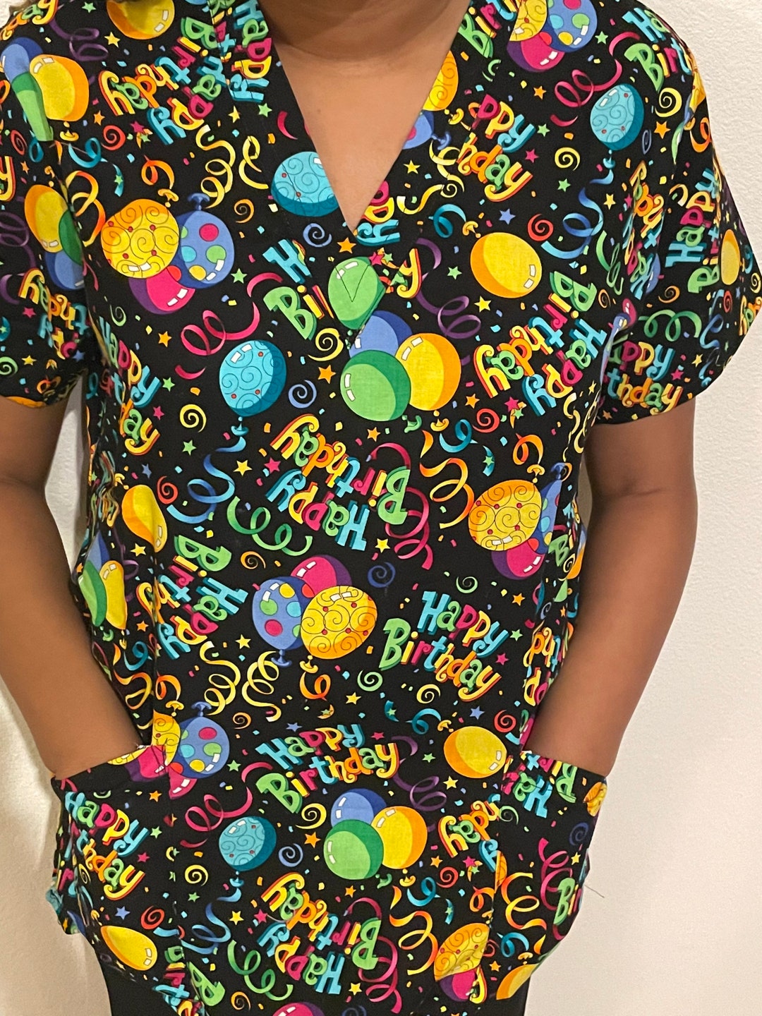 Happy Birthday Scrub Uniform Top - Etsy