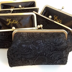 Black Lace Bridal Clutch, Mother of the Bride Satin Wedding Purse, Lace ...