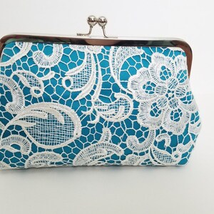 Turquoise Lace Clutch, Satin Bridal Purse, Lace Bridesmaid Clutch ...