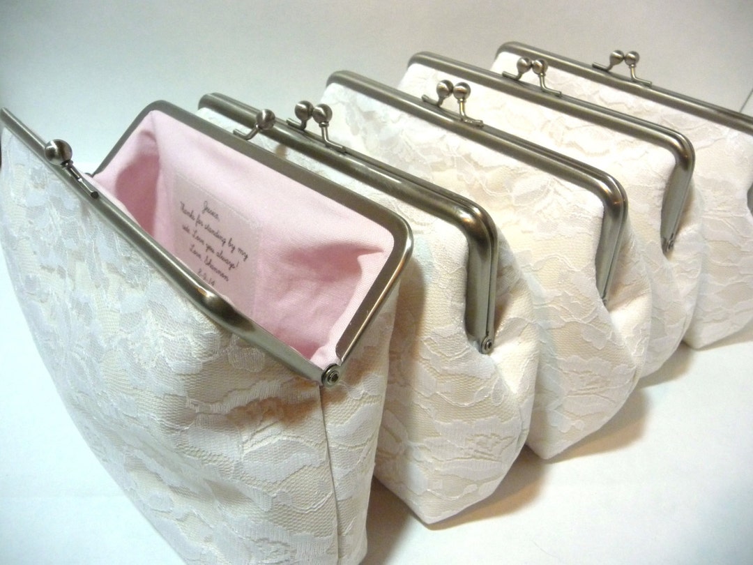 Bridesmaid Lace Clutch Set of 5, Set of 6 or 7, Personalized Wedding ...