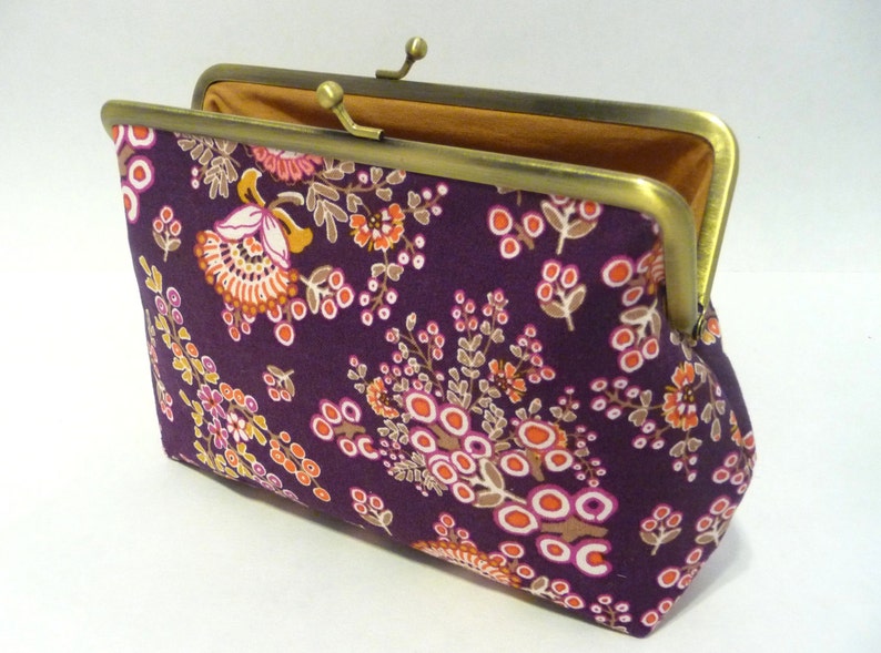 Purple Vintage Style Clutch Fun Floral Purse Bridesmaid | Etsy
