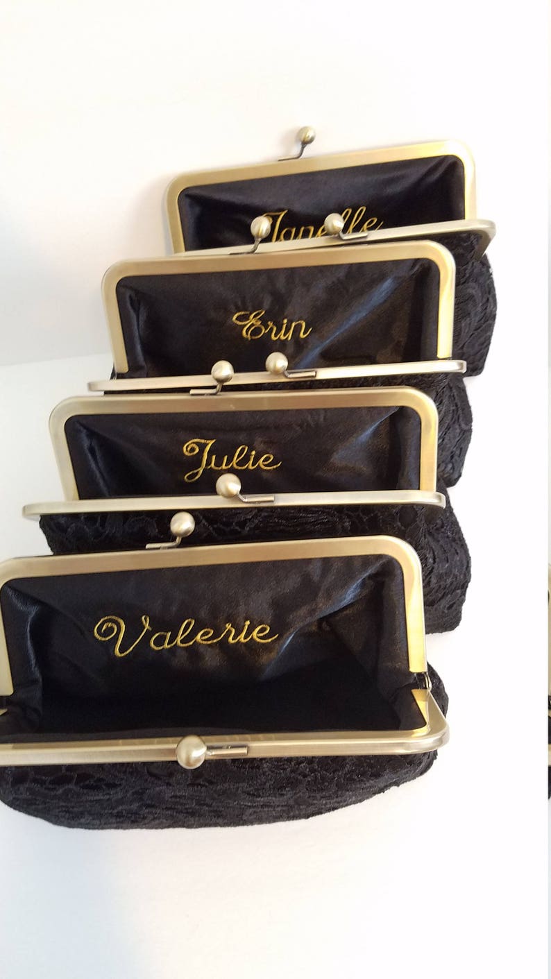 Black Lace Clutch Set of 5, Set of Clutches for Bridesmaids, Mother of ...