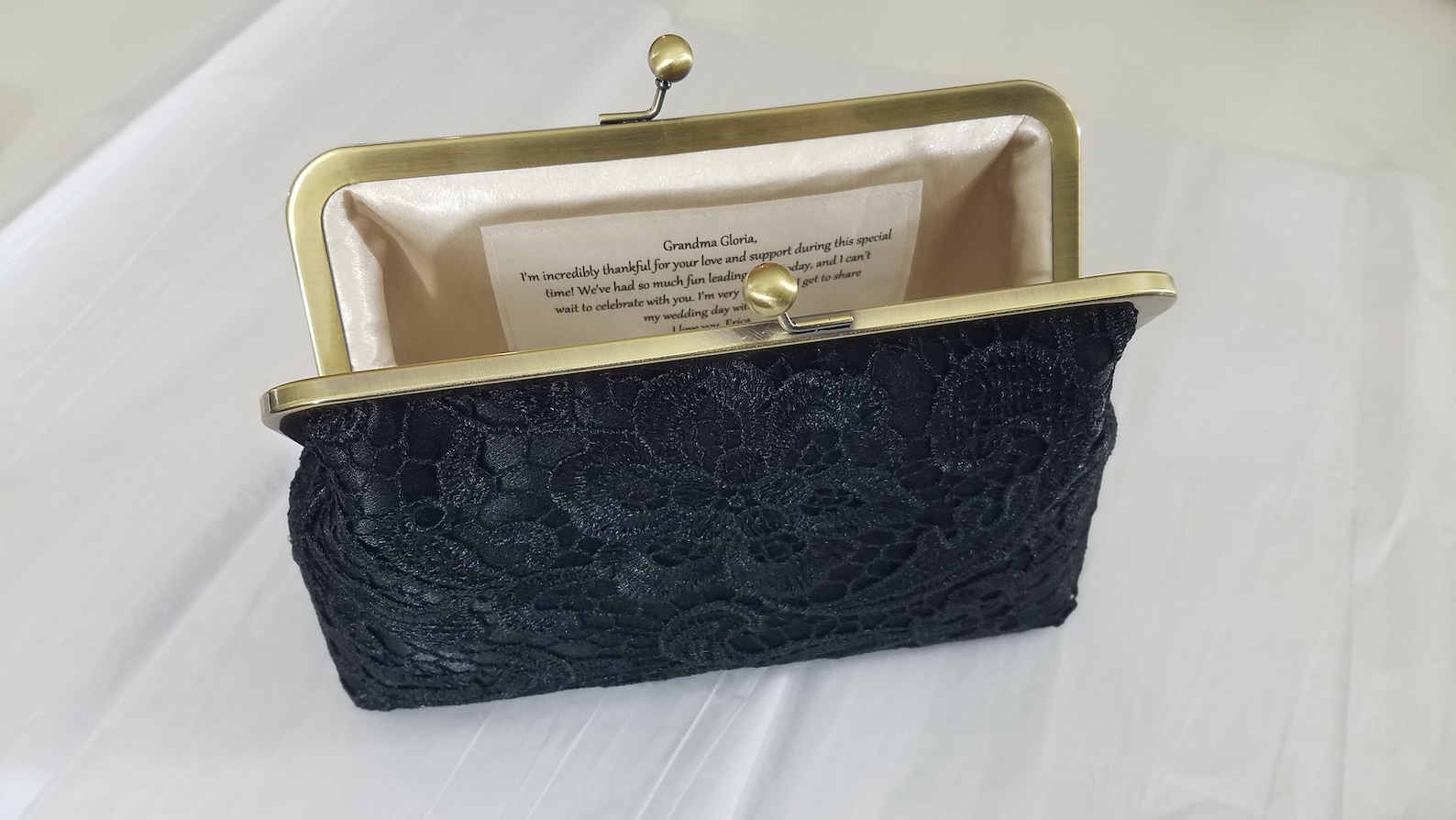 Black Lace Bridal Clutch, Mother of the Bride Satin Wedding Purse, Lace ...