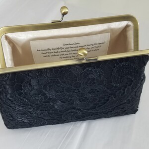 Black Lace Bridal Clutch, Mother of the Bride Satin Wedding Purse, Lace ...