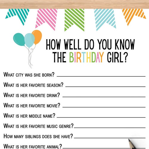 How Well Do You Know the Birthday Girl Who Knows the Birthday - Etsy