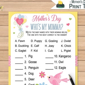 Mother's Day Game Mother's Day Quiz Printable - Etsy