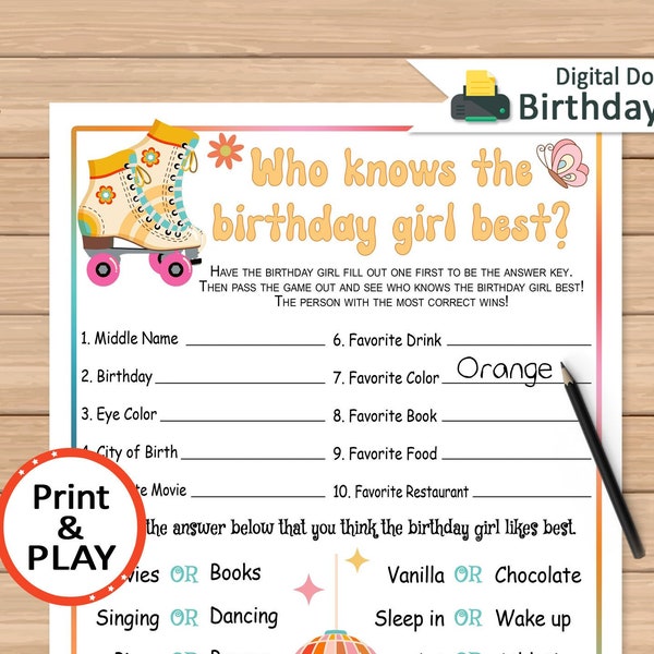 Who Knows the Birthday Girl Best | Birthday Questionnaire Activity ...