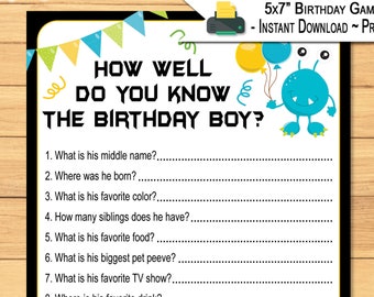 How Well Do You Know the Birthday Boy Party Game / Ice Breaker | Etsy
