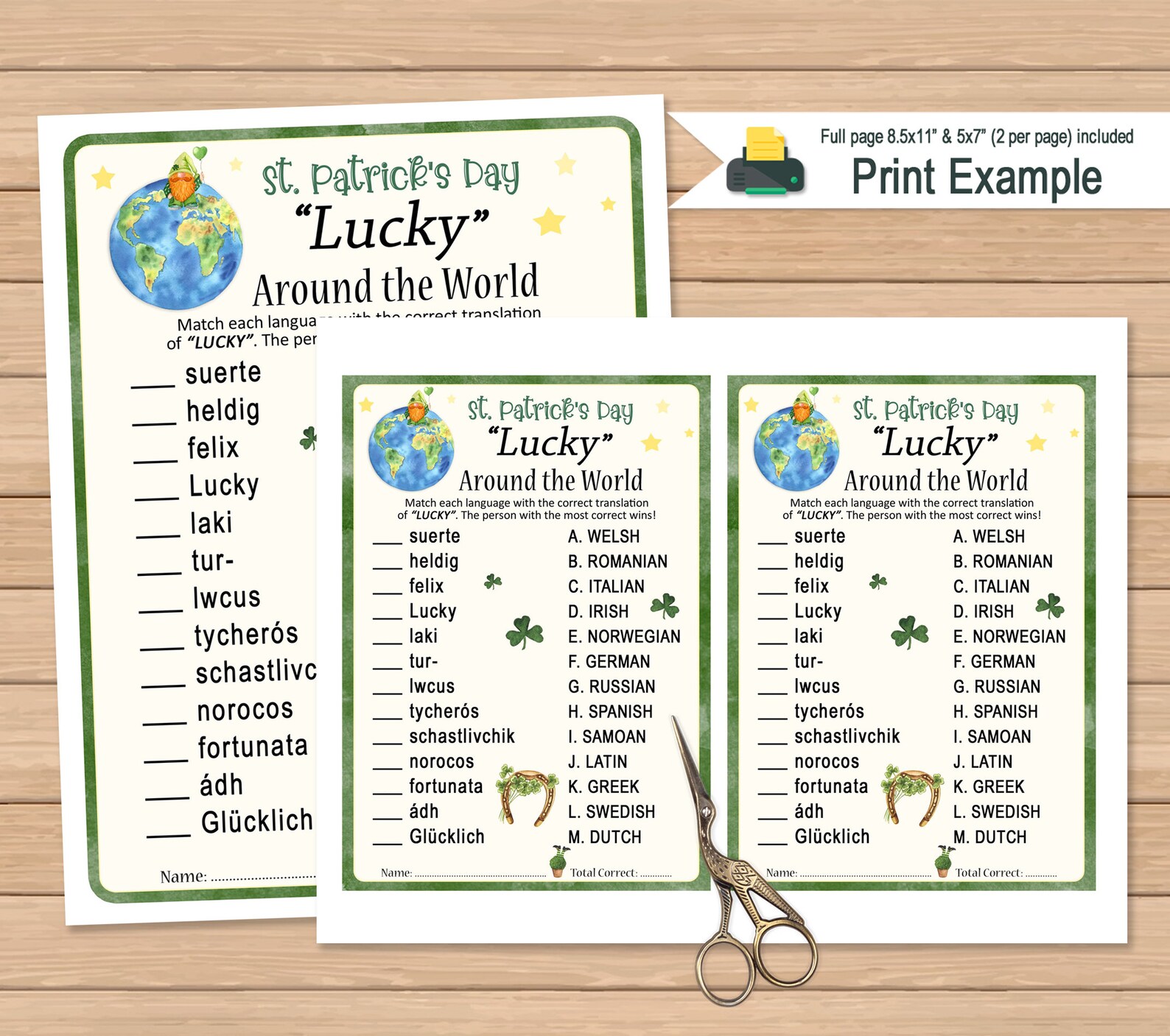 St. Patrick's Day Game Lucky Around the World Game - Etsy