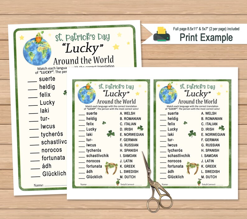 St. Patrick's Day Game Lucky Around the World Game - Etsy