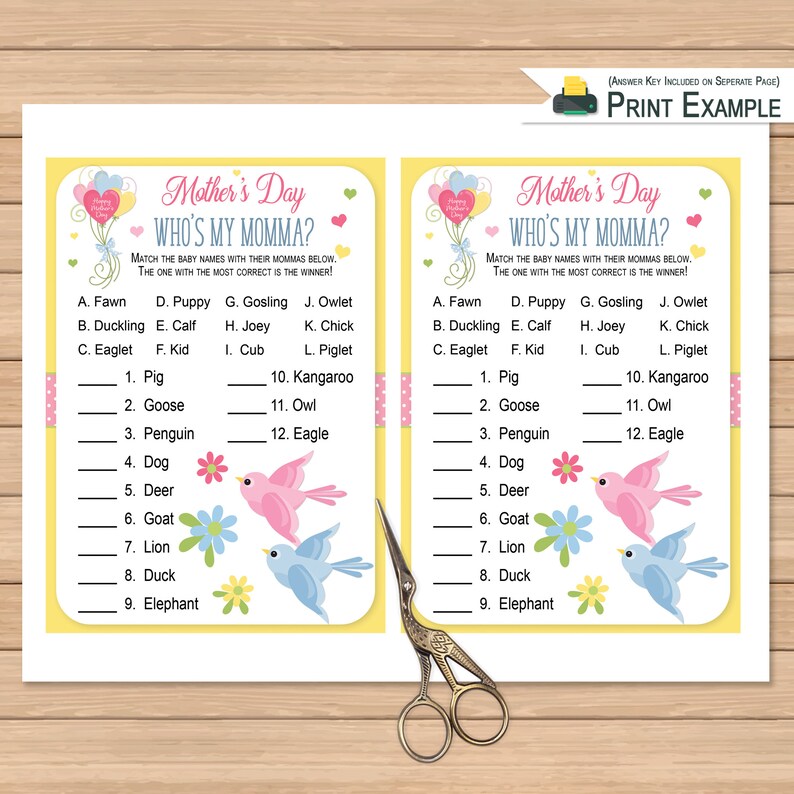 Mother's Day Game Mother's Day Quiz Printable - Etsy