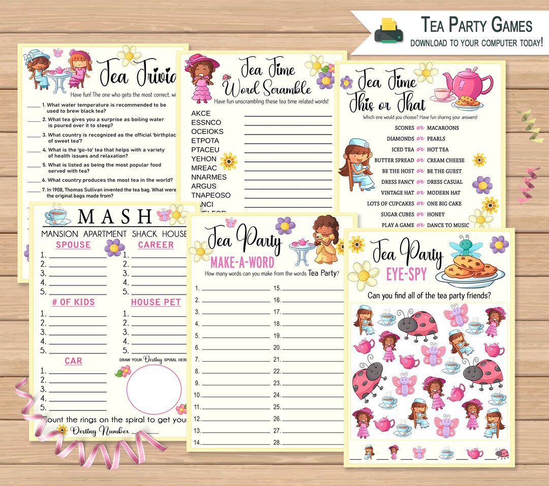 Printable Tea Party Games Tea Party Activities This or - Etsy