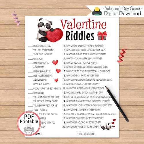 Valentine's Day Riddles Game Scavenger Hunt for Kids - Etsy