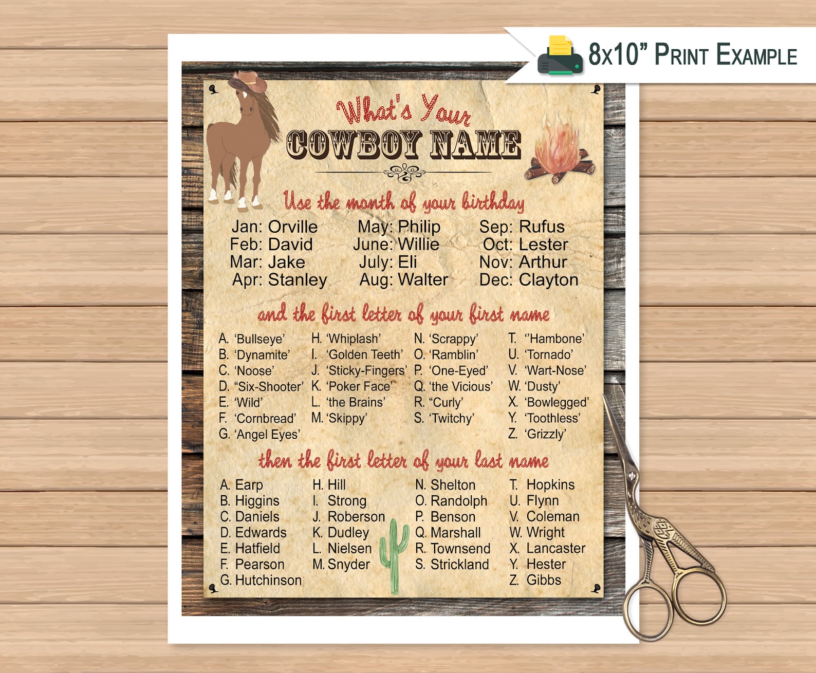 Whats Your Cowboy Name Western Wild West Birthday Game - Etsy UK