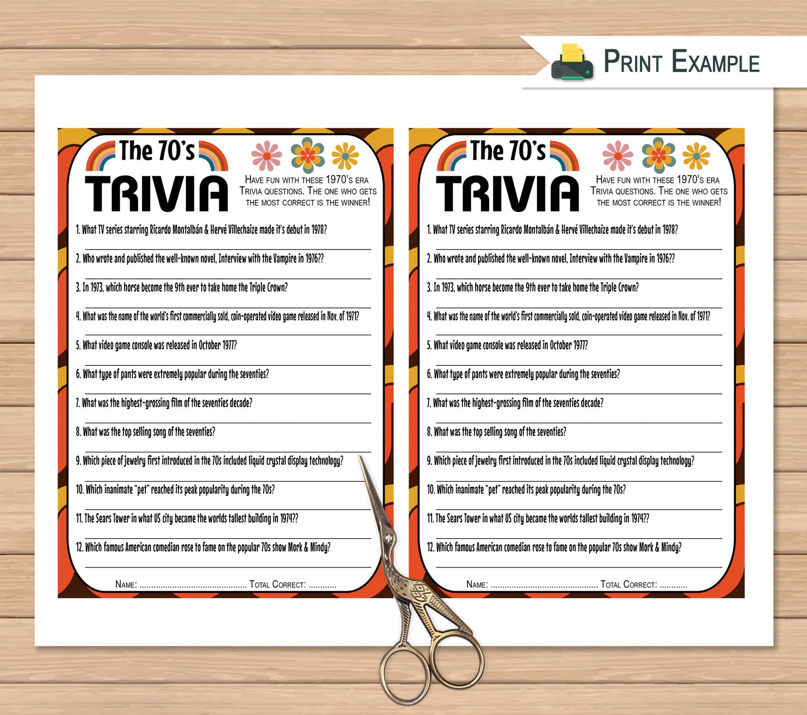 1970s Trivia Questions Game Birthday Activity 70s Trivia - Etsy Singapore