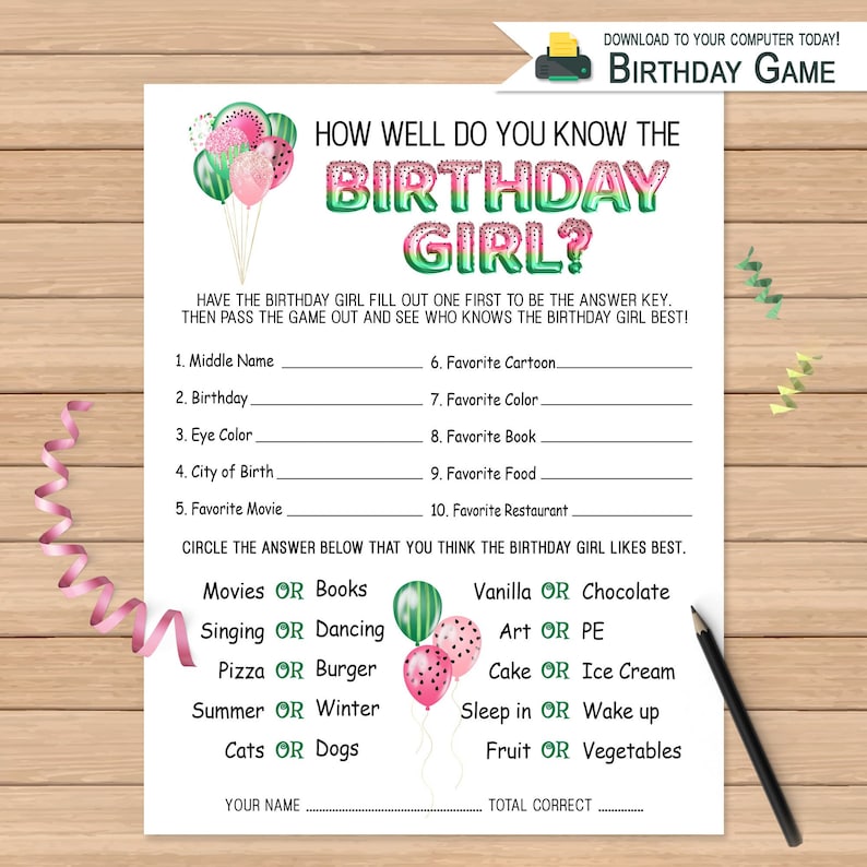 How Well Do You Know the Birthday Girl Birthday - Etsy