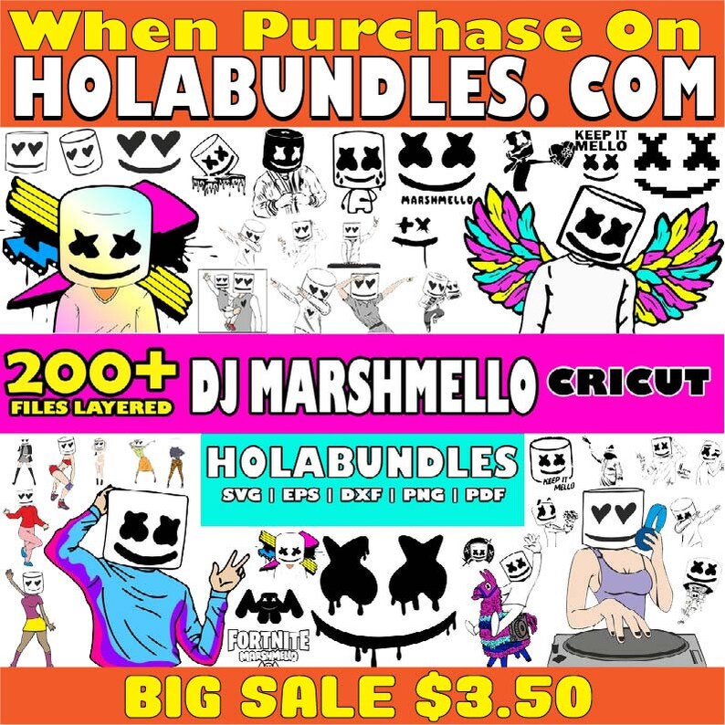 Marshmallow Svg, Dj Marshmello Svg for Cricut, Marshmello Font ...