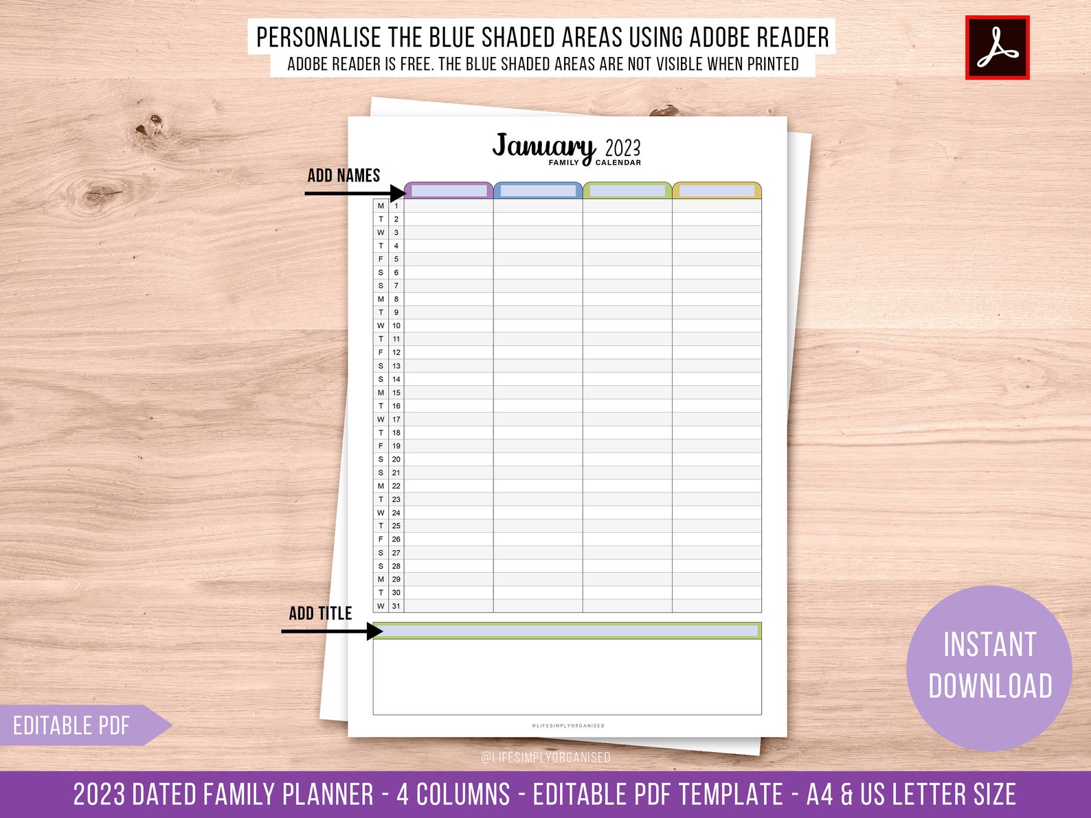 2023 Editable Calendar Printable Family Calendar Editable - Etsy