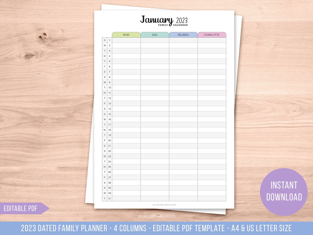 Printable Family Planner Editable Family Planner Monthly Family Planner ...