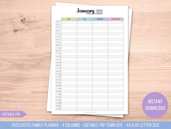 Printable Family Planner Editable Family Planner Monthly - Etsy