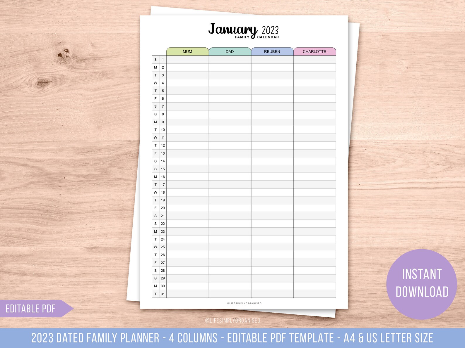 Printable Family Planner Editable Family Planner Monthly - Etsy